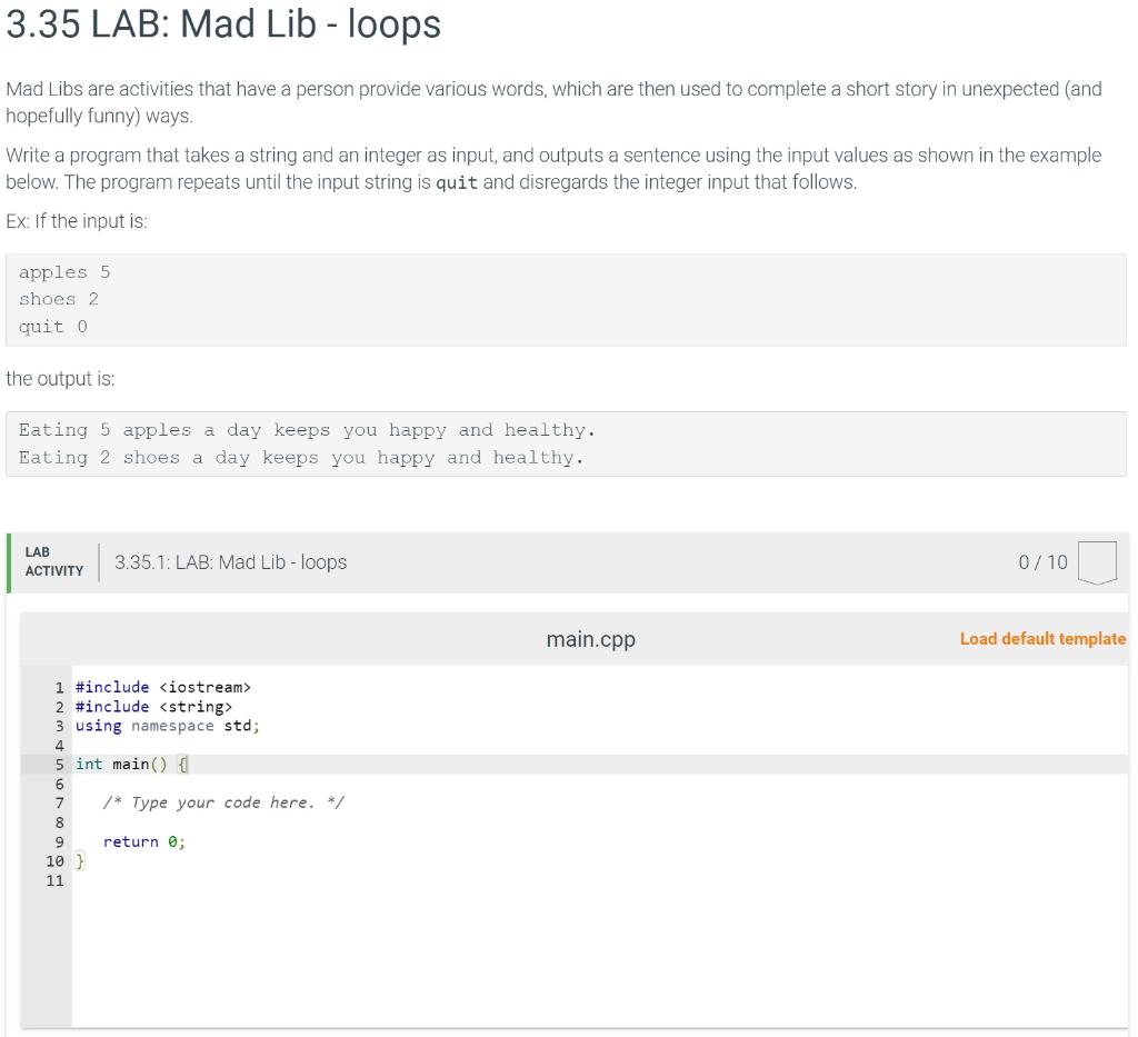 Solved In C++ please. I will like the solution. In C++ | Chegg.com