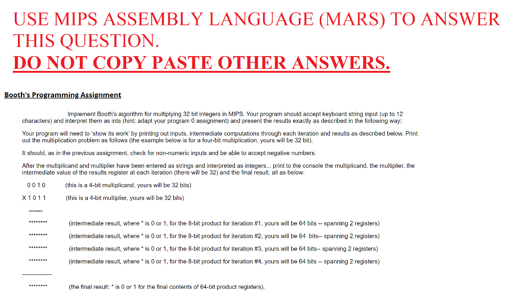 Solved USE MIPS ASSEMBLY LANGUAGE (MARS) TO ANSWER THIS | Chegg.com