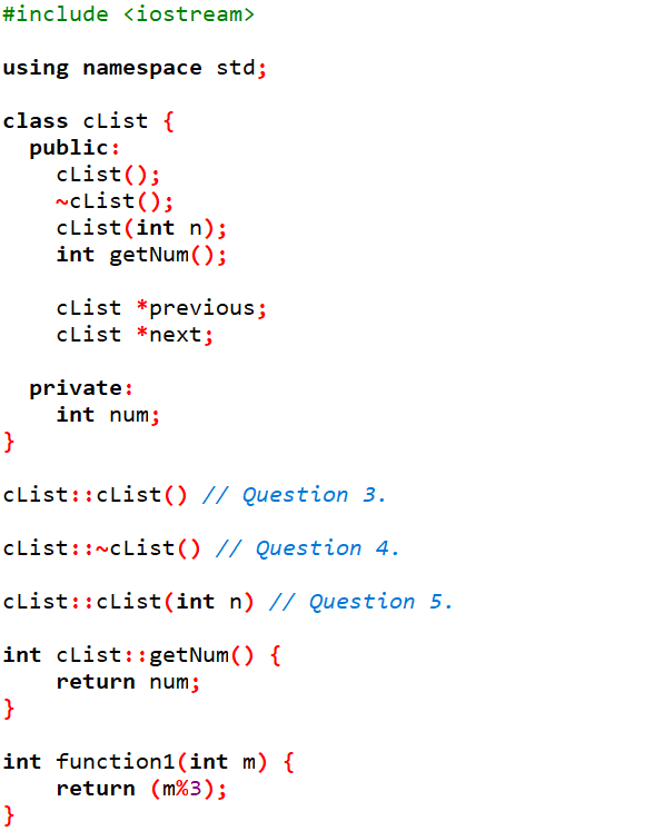 Solved #include using namespace std; class cList { public: | Chegg.com