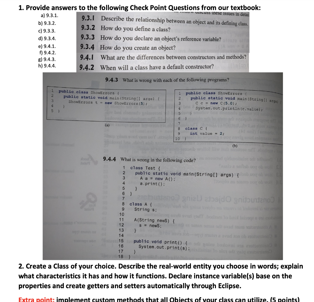 Solved 1. Provide answers to the following Check Point | Chegg.com