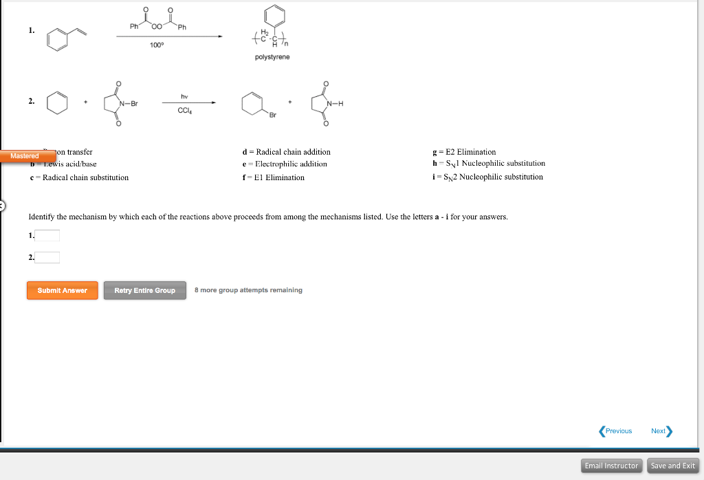 Solved Identify the mechanism by which each of the reactions | Chegg.com