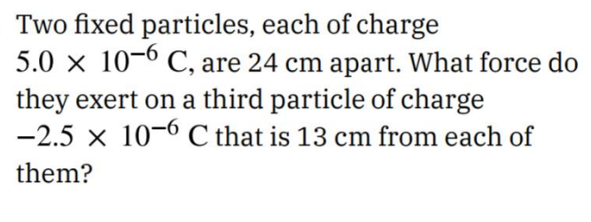 Solved Two fixed particles, each of charge 5.0×10−6C, are 24 | Chegg.com