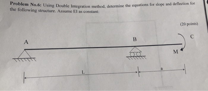 Solved Problem No.5: Using Double Integration method, find | Chegg.com Solved Problem No.5: Using Double Integration method, find | Chegg.com