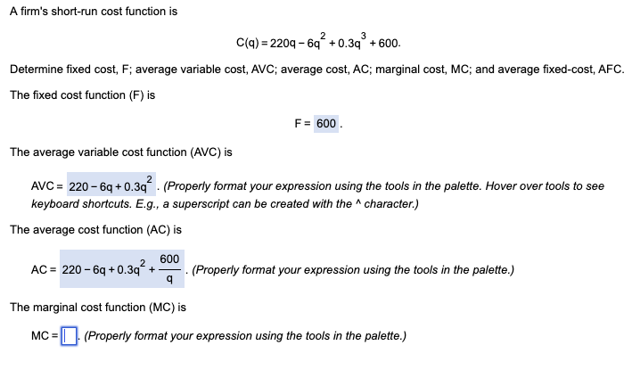 Solved A firm's short-run cost function is | Chegg.com