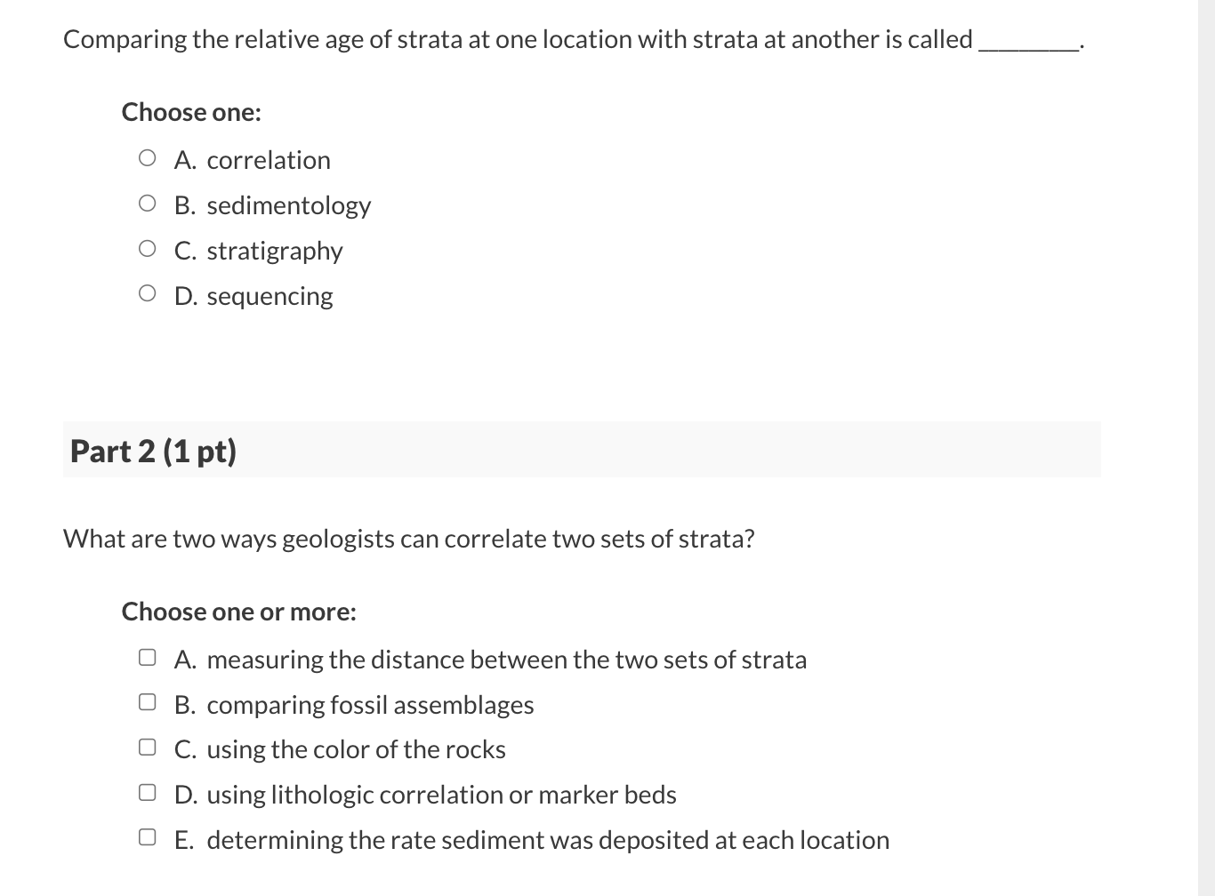 Solved Comparing the relative age of strata at one location | Chegg.com