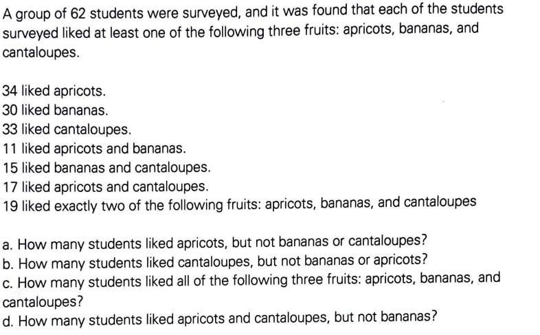 Solved A group of 62 students were surveyed, and it was | Chegg.com