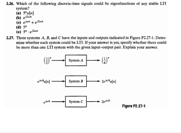 Solved 2.26. Which of the following discrete-time signals | Chegg.com