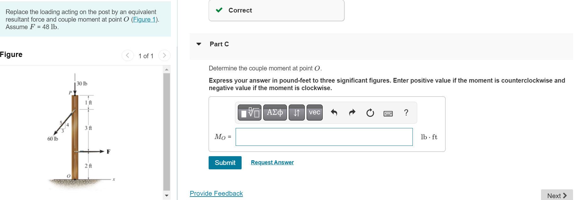 Solved Replace the loading acting on the post by an | Chegg.com