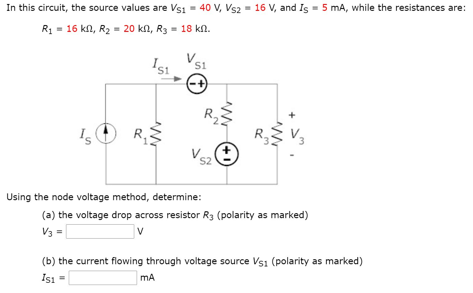 Solved In this circuit, the source values are Vs1 = 40 V, | Chegg.com