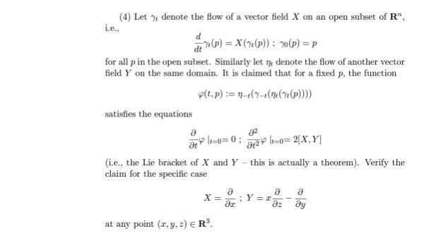 Solved Let gamma_t denote the flow of a vector field X on an | Chegg.com