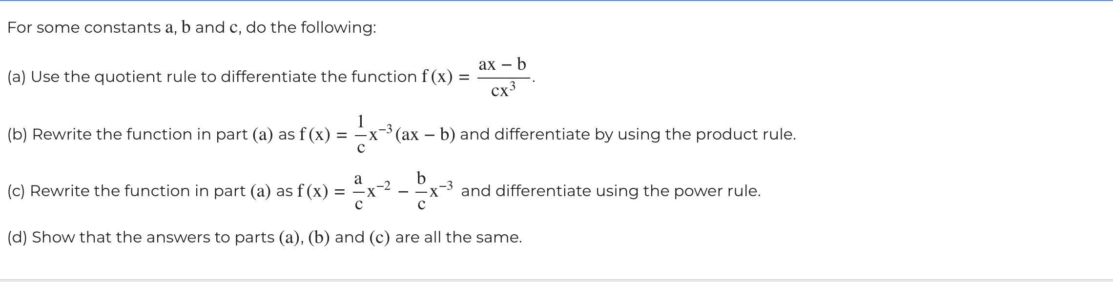 Solved For some constants a,b and c, do the following: (a) | Chegg.com