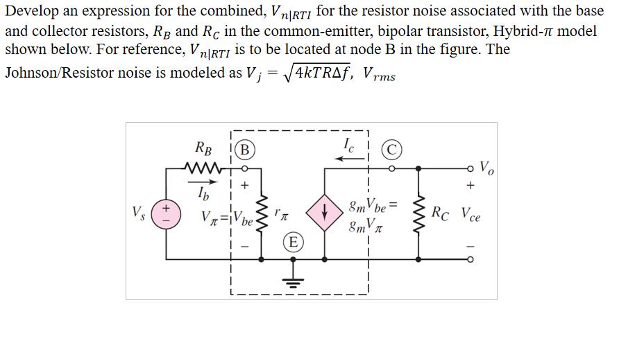 Solved Develop an expression for the combined, Vn|RTI ﻿for | Chegg.com