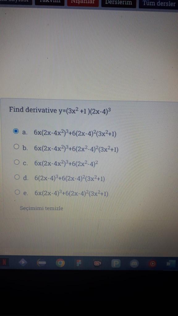 Solved Find derivative y=(3x2+1)(2x−4)3 a. | Chegg.com