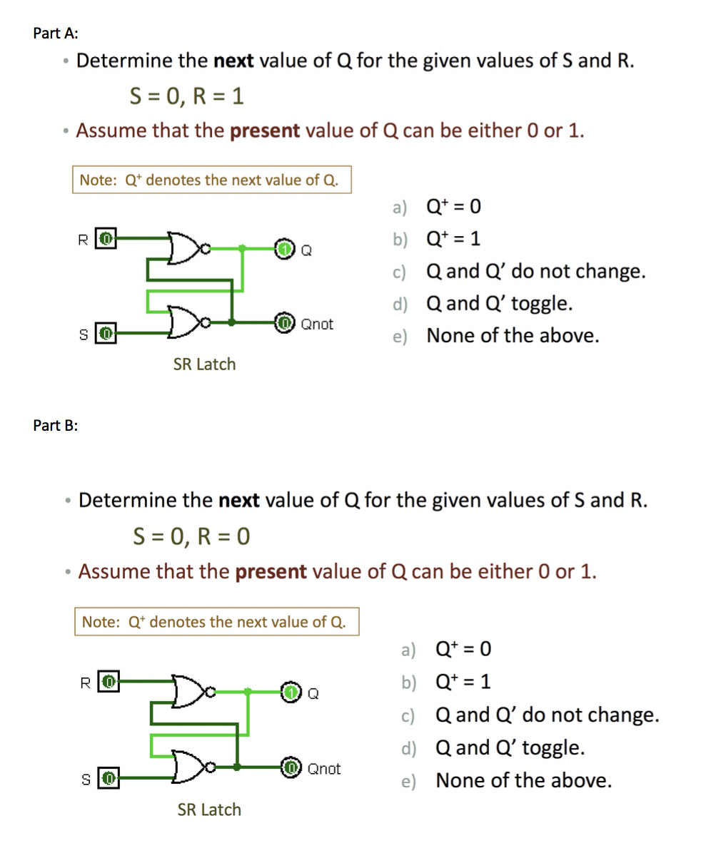 Solved Part A: • Determine the next value of Q for the given | Chegg.com