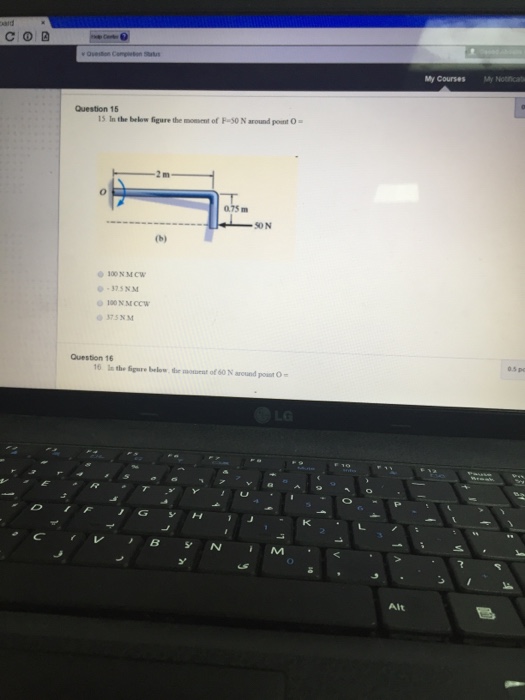 Solved 15 in the below figure the moment of F-50 Naround o- | Chegg.com