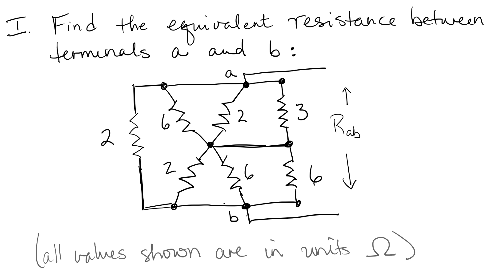 Solved I. Find the equivalent resistance between terminals a | Chegg.com