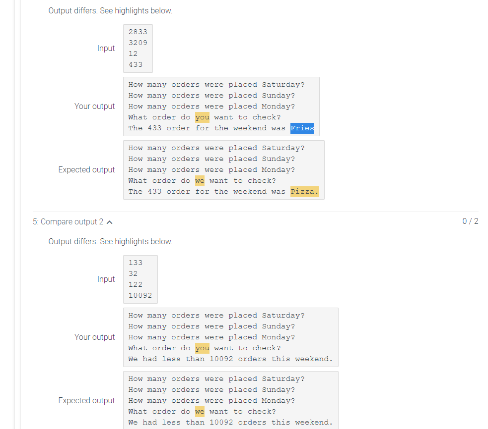 Solved 9.8 *zyLab: Weekend Orders Write this program using | Chegg.com