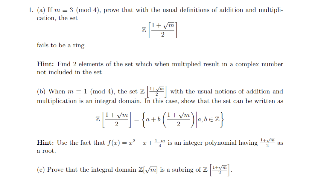 Solved (a) If \\( m \\equiv 3(\\bmod 4) \\), prove that with | Chegg.com
