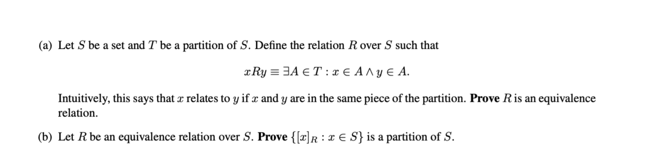 Solved [x]R={y∈S:xRy} We say [x]R is the equivalence class | Chegg.com