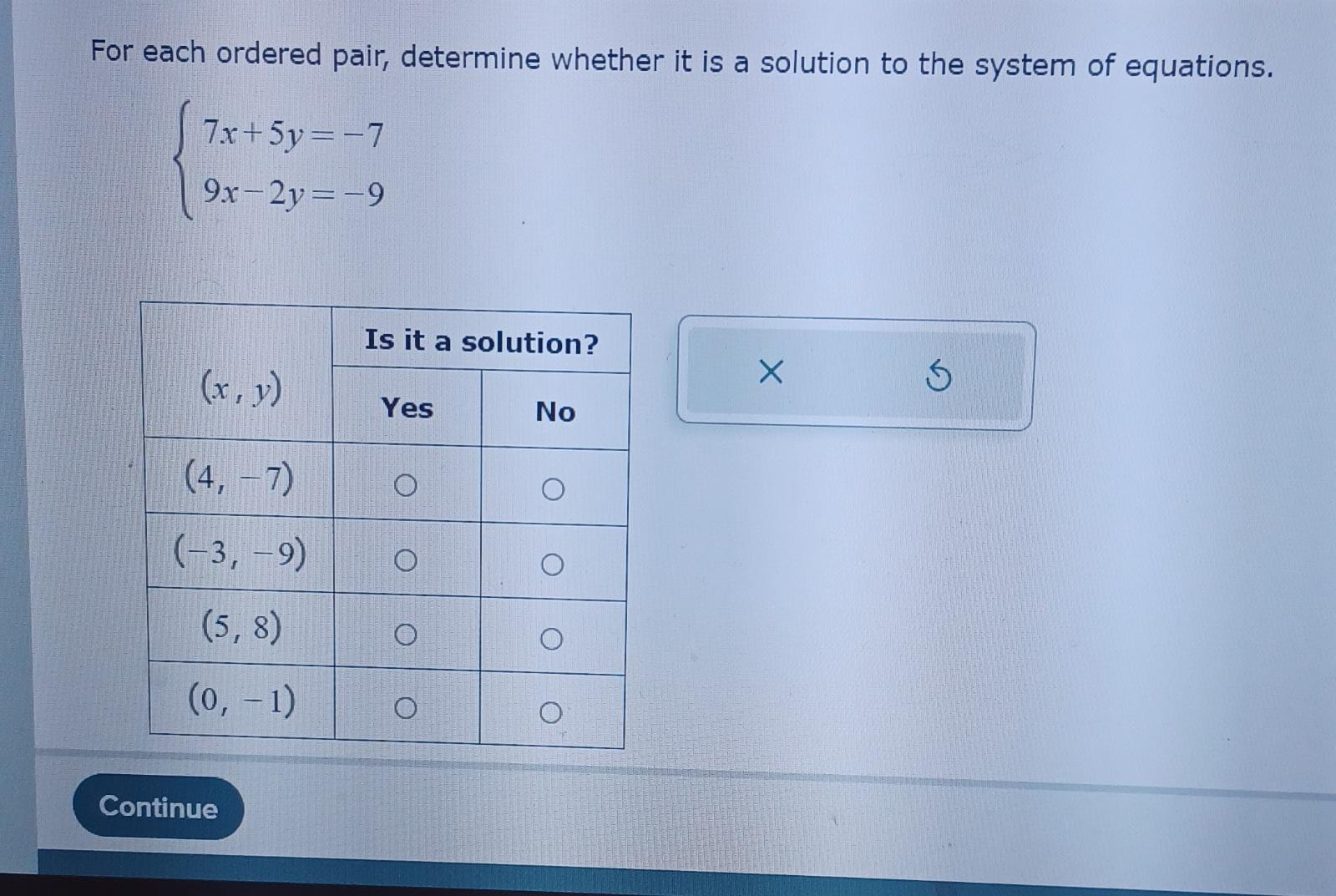 Solved For each ordered pair, determine whether it is a | Chegg.com