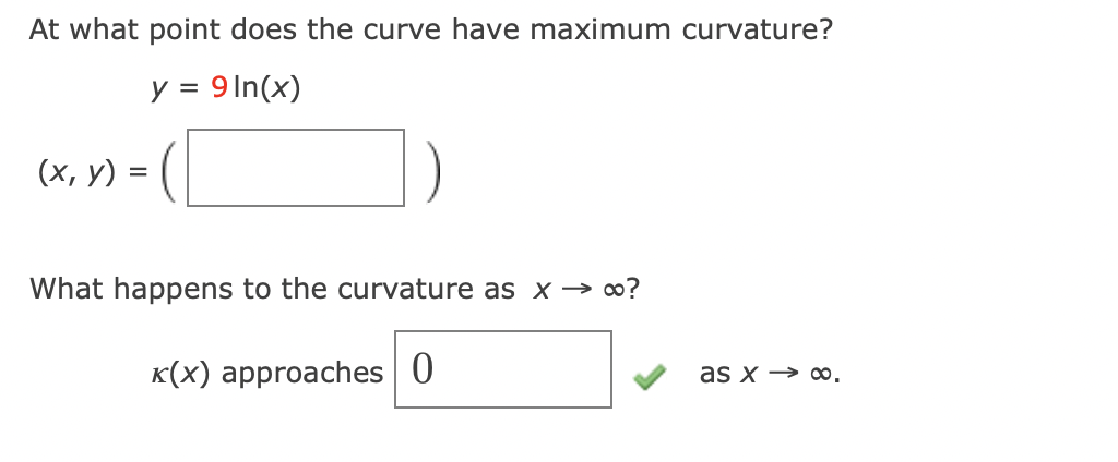 Solved At what point does the curve have maximum curvature? | Chegg.com