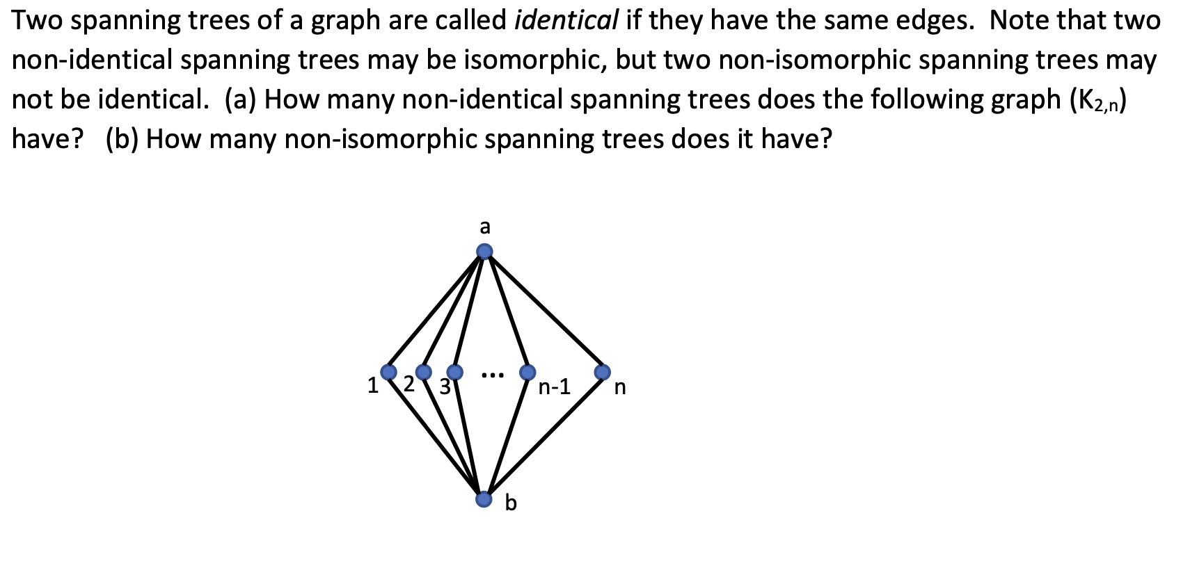 Solved Two spanning trees of a graph are called identical if | Chegg.com