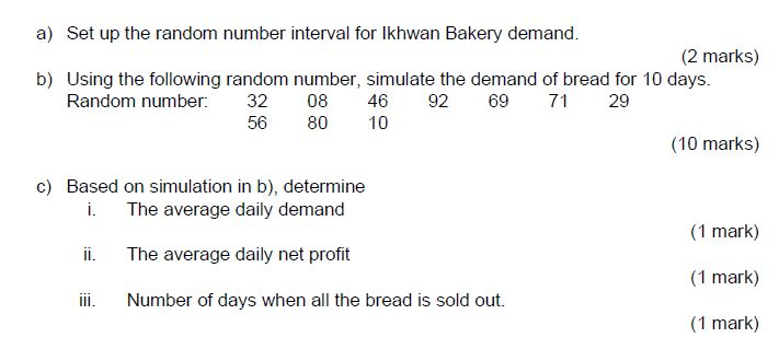 QUESTION 5 Ikhwan Bakery bakes and sells fresh bread | Chegg.com