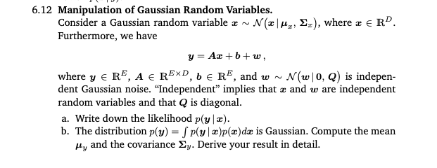 6.12 Manipulation of Gaussian Random Variables. | Chegg.com