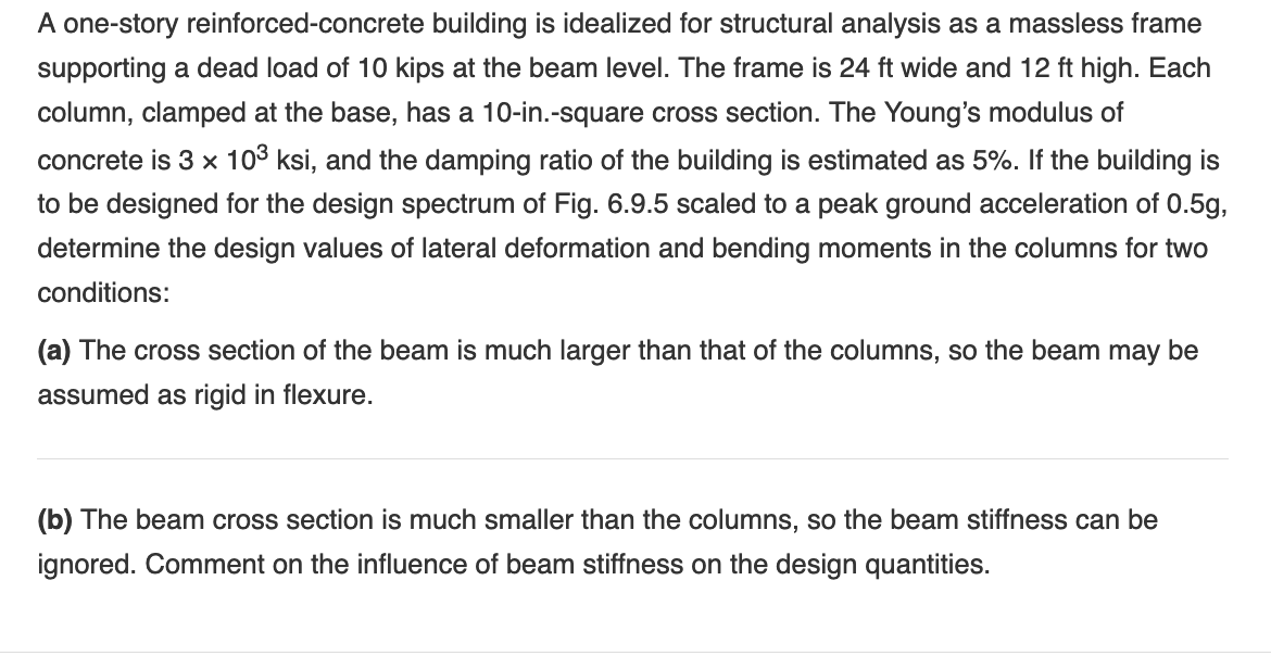 Solved A one-story reinforced-concrete building is idealized | Chegg.com