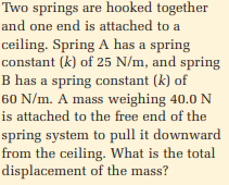 Solved Two springs are hooked together and one end is | Chegg.com