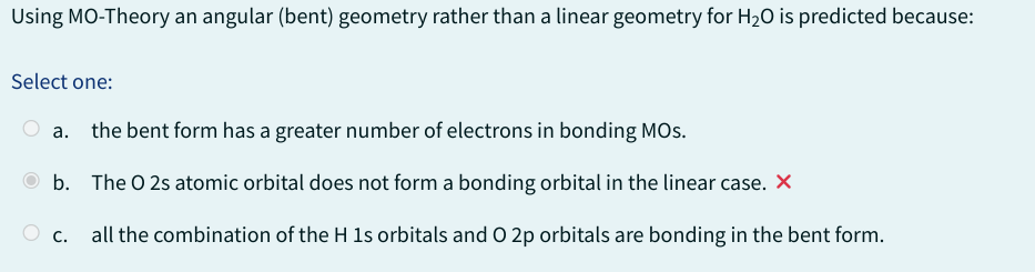 Using MO-Theory an angular (bent) ﻿geometry rather | Chegg.com