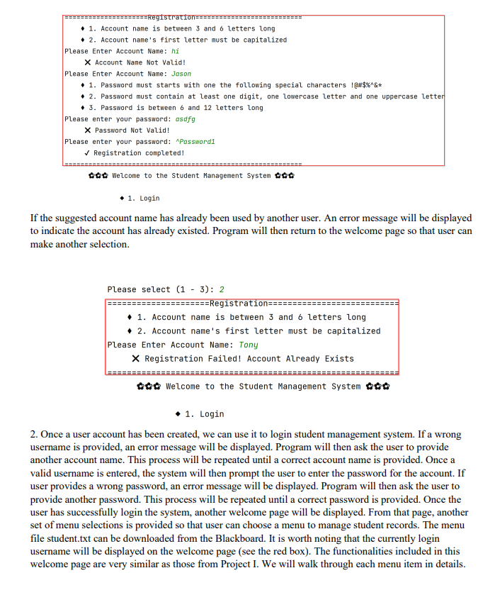 Solved Project II Student Management Systems v 2.0 50 points | Chegg.com