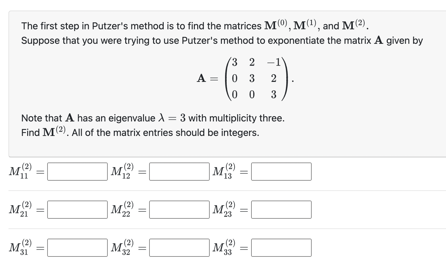 Solved The first step in Putzer's method is to find the | Chegg.com