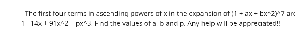 Solved - The first four terms in ascending powers of x in | Chegg.com