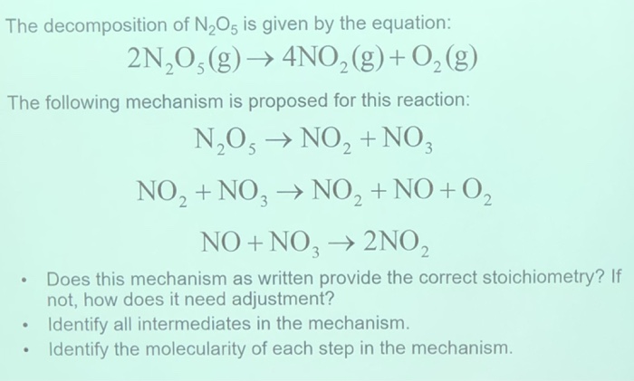 Solved The decomposition of N205 is given by the equation: | Chegg.com
