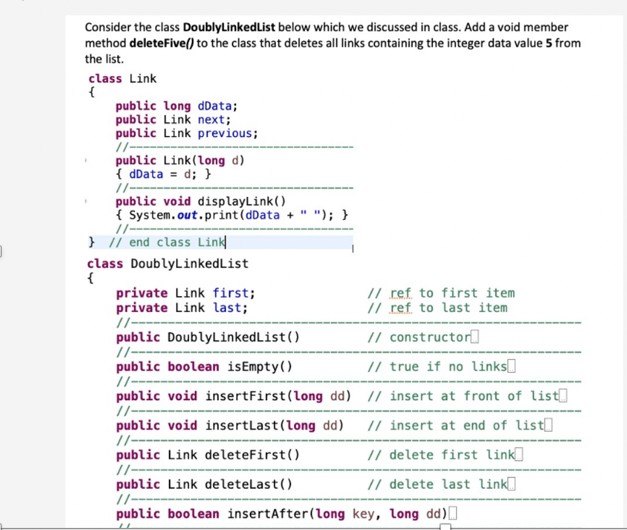 Solved Consider The Class Doublylinkedlist Below Which We 8988