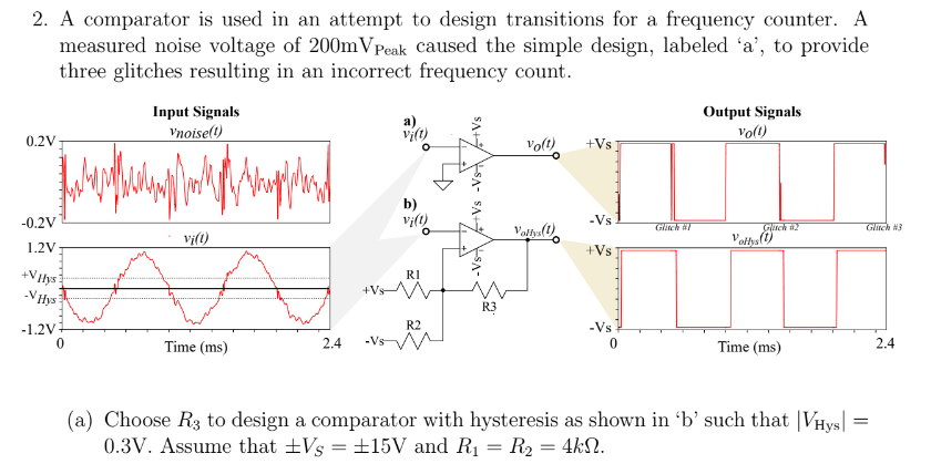 Solved 2. A comparator is used in an attempt to design | Chegg.com