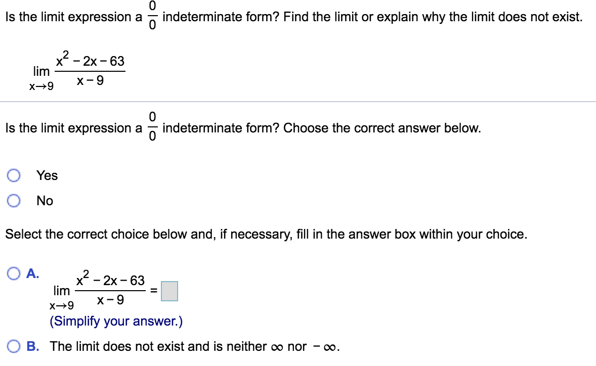 Solved Is the limit expression a indeterminate form? Find | Chegg.com