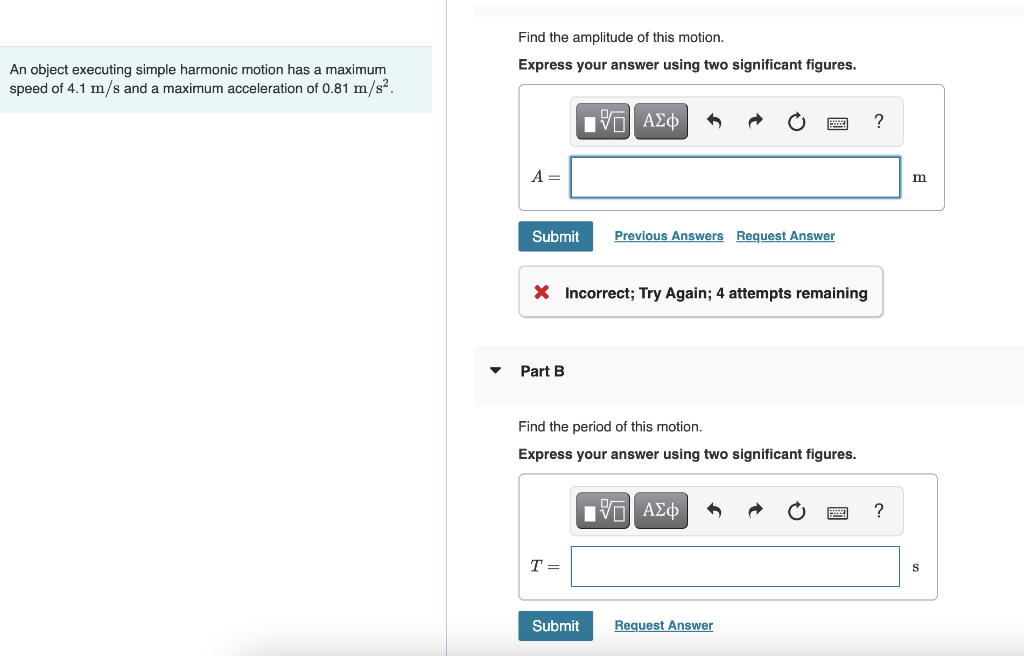 Solved Find the amplitude of this motion. An object | Chegg.com