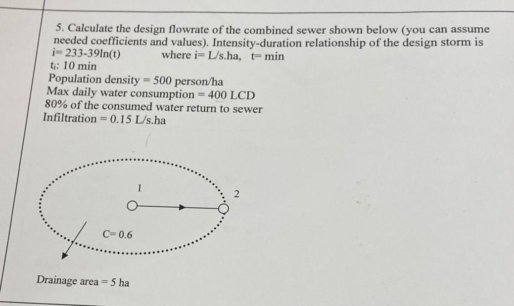 Solved 5. Calculate the design flowrate of the combined | Chegg.com