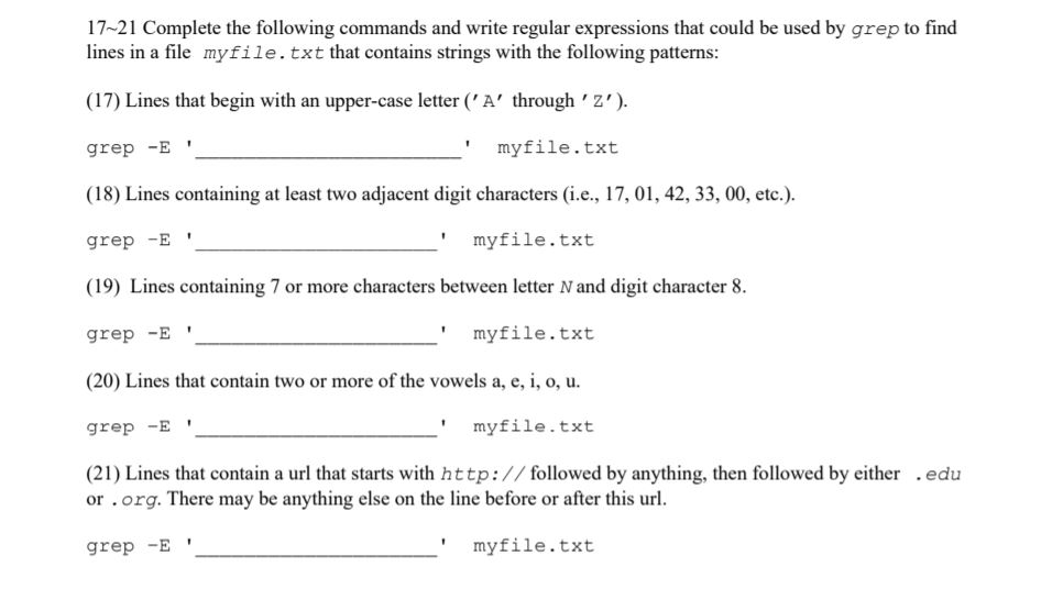 Solved 17-21 Complete the following commands and write | Chegg.com