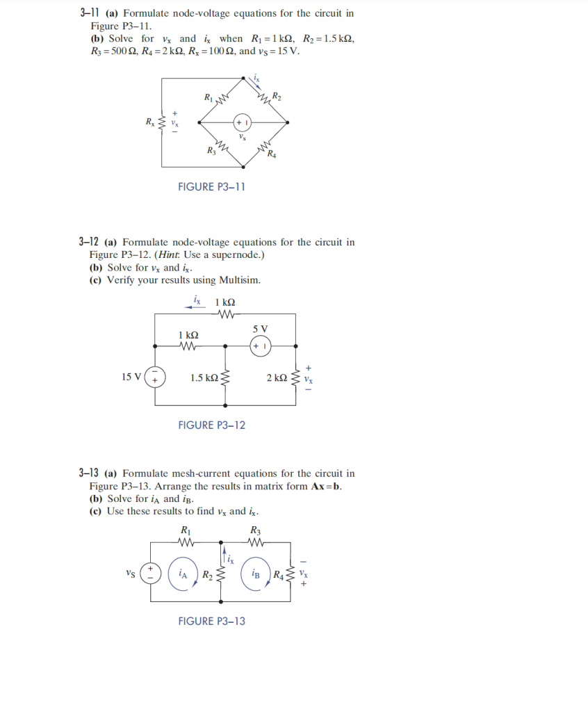 Solved 3-11 (a) Formulate node-voltage equations for the | Chegg.com