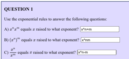 Solved QUESTION 1 Use the exponential rules to answer the | Chegg.com