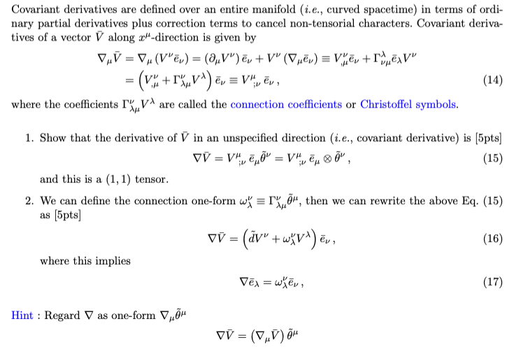 Solved Covariant derivatives are defined over an entire | Chegg.com