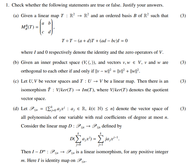 Solved (3) 1. Check whether the following statements are | Chegg.com