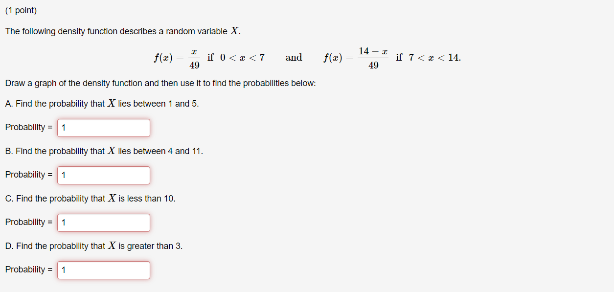 Solved The following density function describes a random | Chegg.com