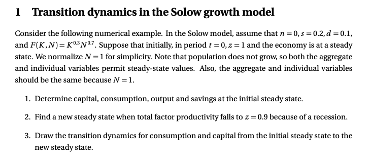 Solved 1 Transition dynamics in the Solow growth model | Chegg.com Solved 1 Transition dynamics in the Solow growth model | Chegg.com
