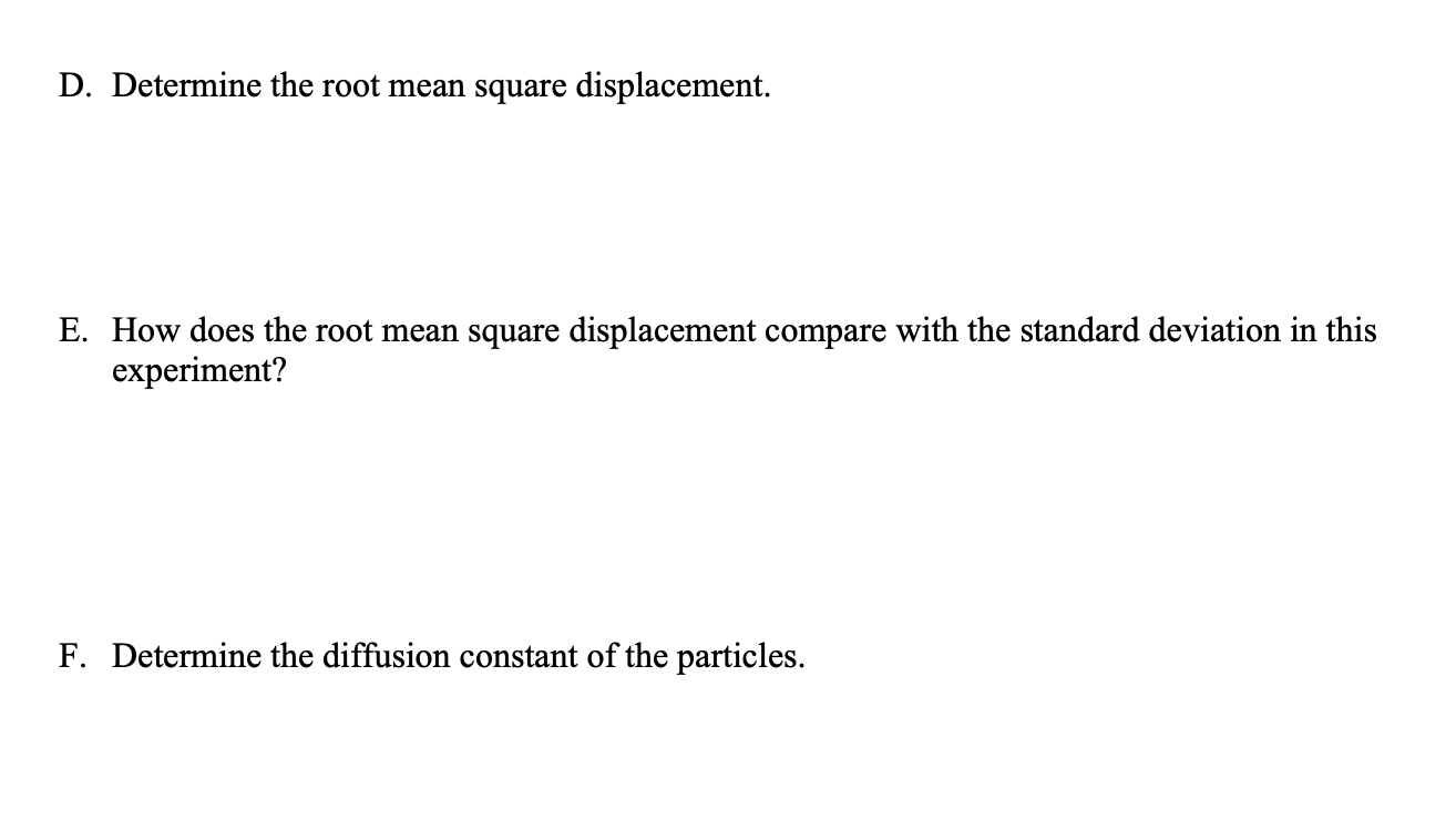 Solved D. Determine the root mean square displacement. E. | Chegg.com