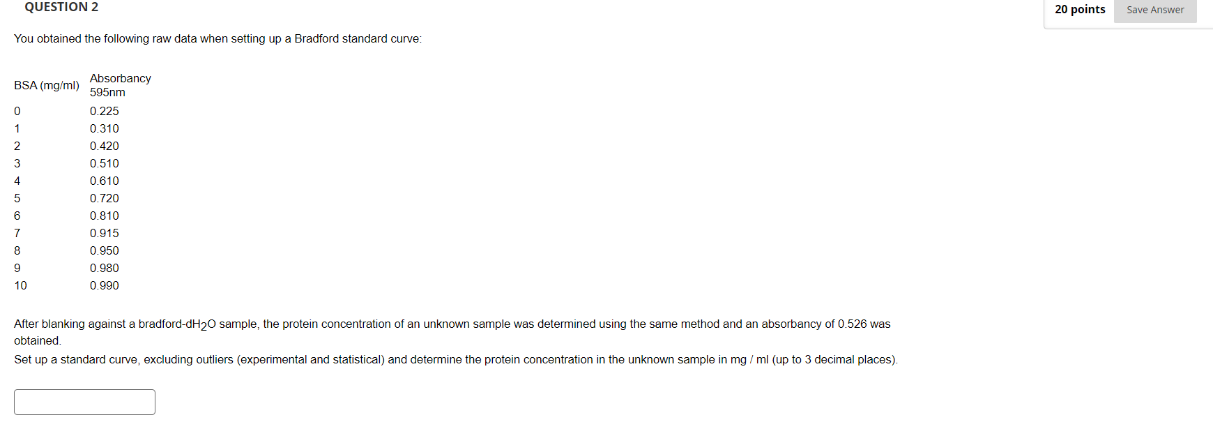 Solved You obtained the following raw data when setting up a | Chegg.com