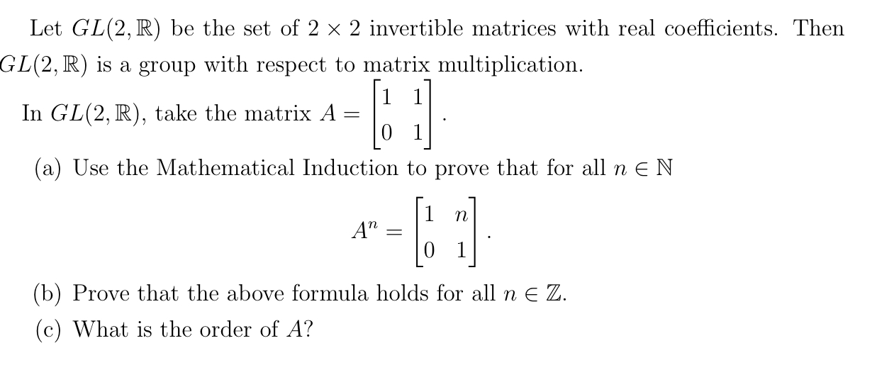 Solved Let Gl 2 R ﻿be The Set Of 2×2 ﻿invertible Matrices